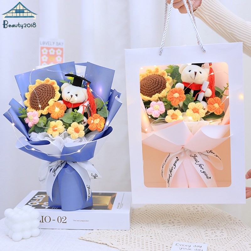 Wedding Handwoven Flower Bear Graduation Artificial Flowers Valentine's ...