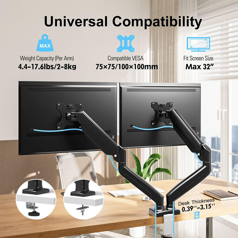 12-34in Dual Monitor Bracket Adjustable Expandable Dual Display Stand ...
