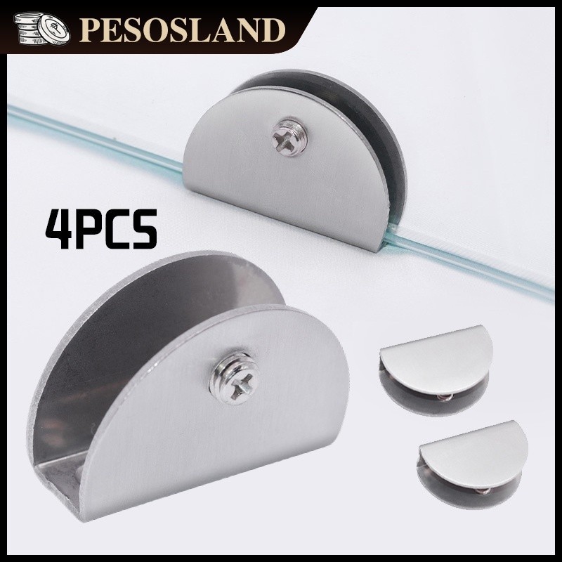 4pcs Stainless Steel Half Round Glass Clamps Shelves Half Round Glass ...