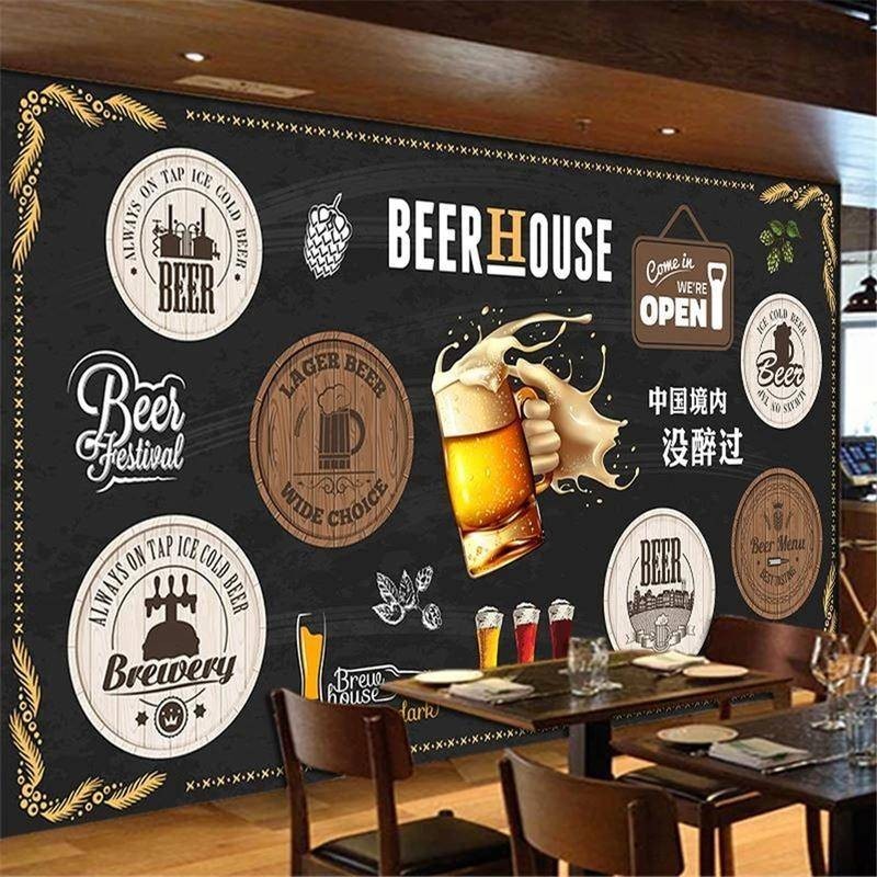 Custom Beer House Bar 3d Mural Wallpapers for Music Restaurant Barbecue ...