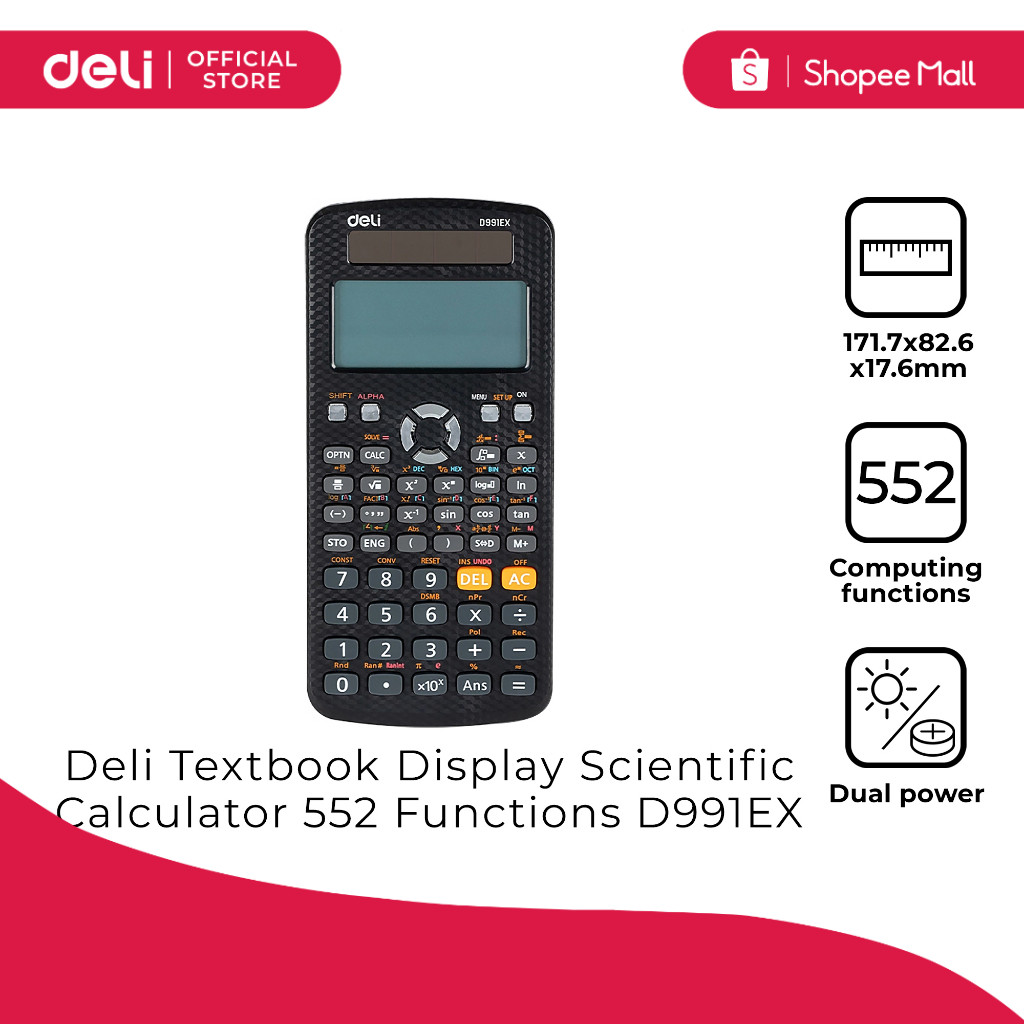 Deli D991EX Textbook Display Scientific Calculator 552 Functions | Shopee Philippines