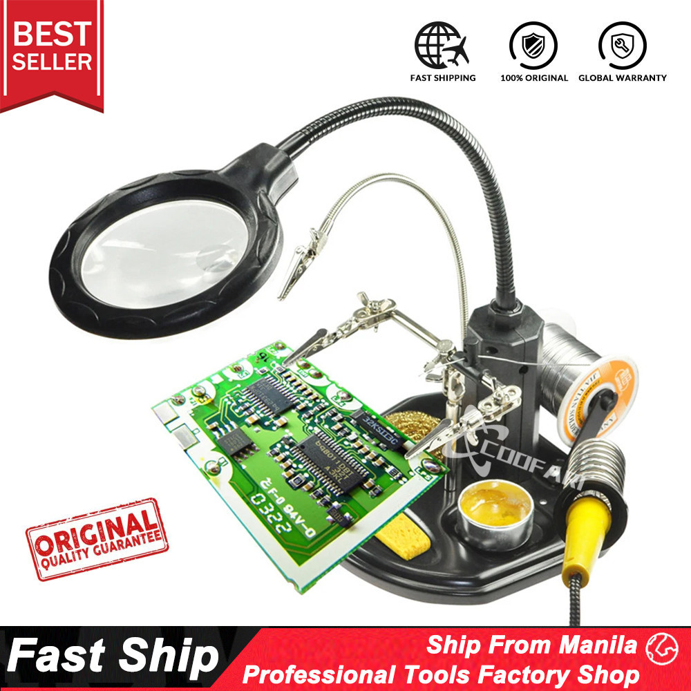 Welding Soldering Magnifier with PCB Holder Flexible Metal Arms Helping ...
