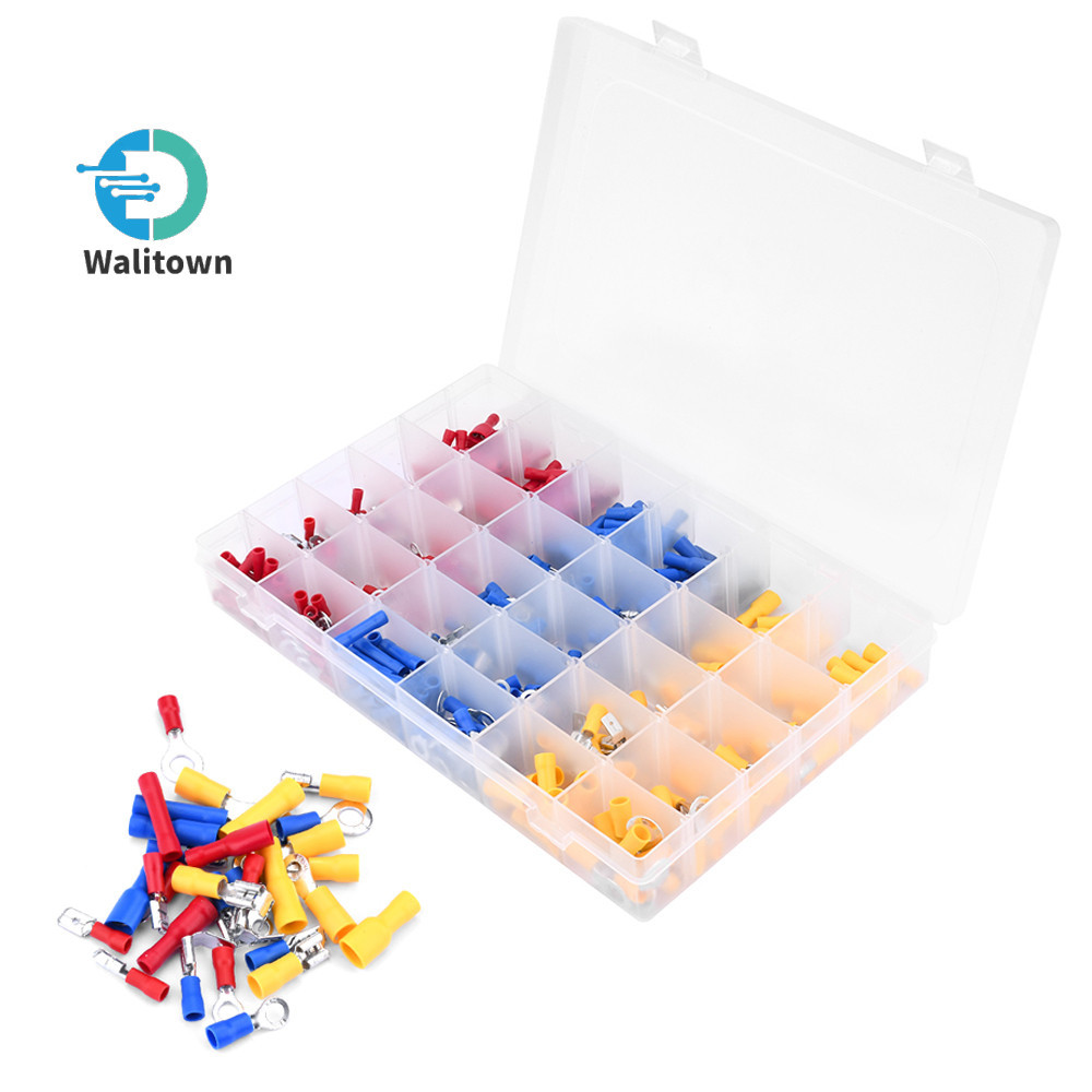 480PCS Ring Round Spade Cold Voltage Terminal Block Set Wire Flat ...