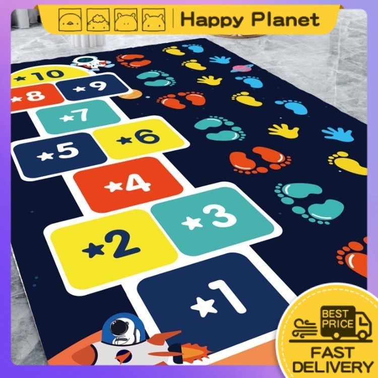 Happy Planet kids play rug mat playmat with non-slip activity design ...