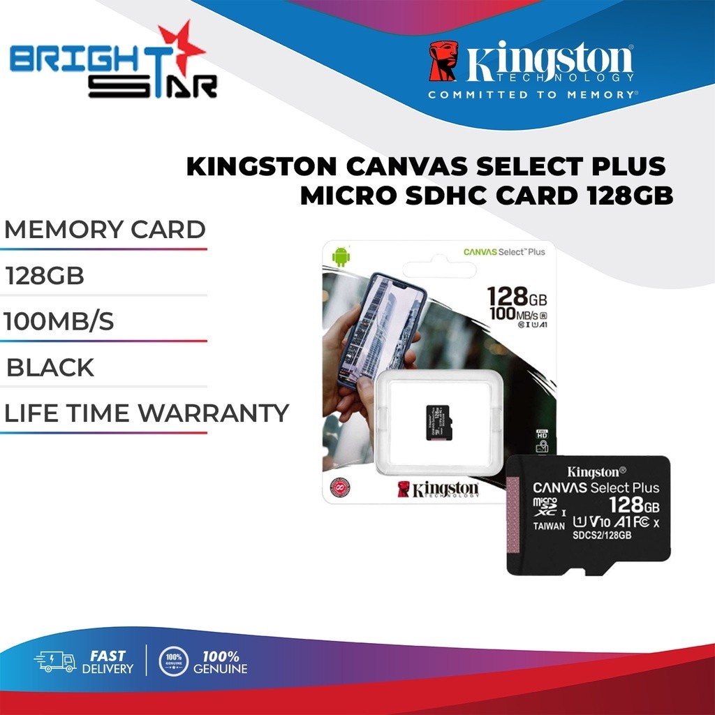 KINGSTON CANVAS SELECT PLUS MICRO SDHC CARD (32GB / 64GB / 128GB ...