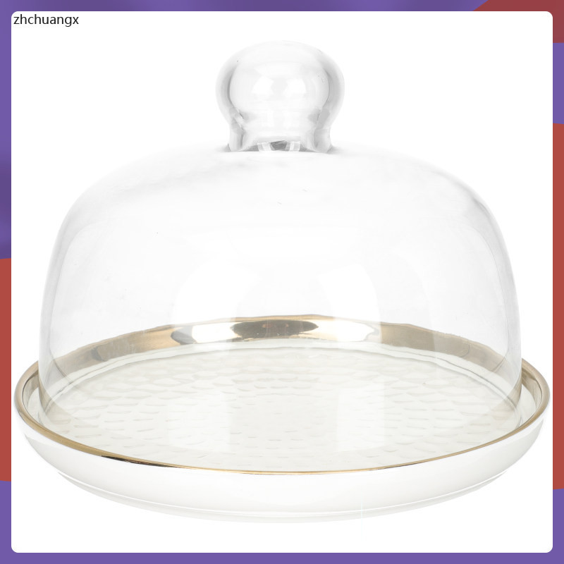 zhchuangx Dessert Dome Stand Covered Cake Pan Food Tray Bread Container ...