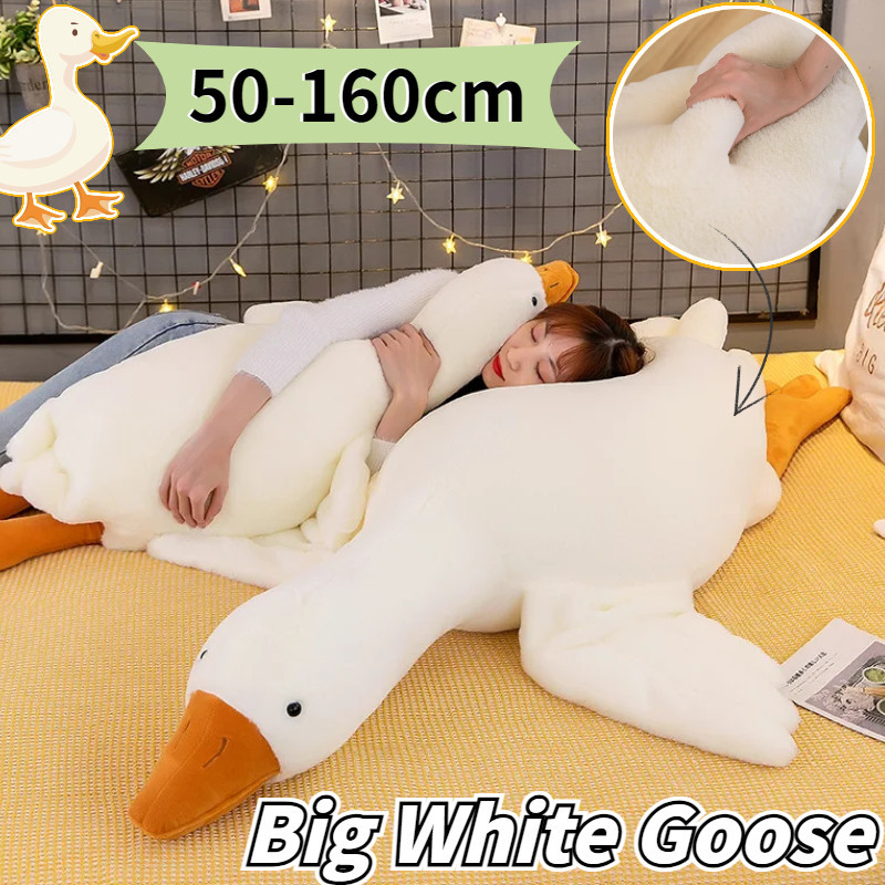 【COD】50/90/130/160CM Cute Big White Goose Plush Toy Soft Duck Sleep ...