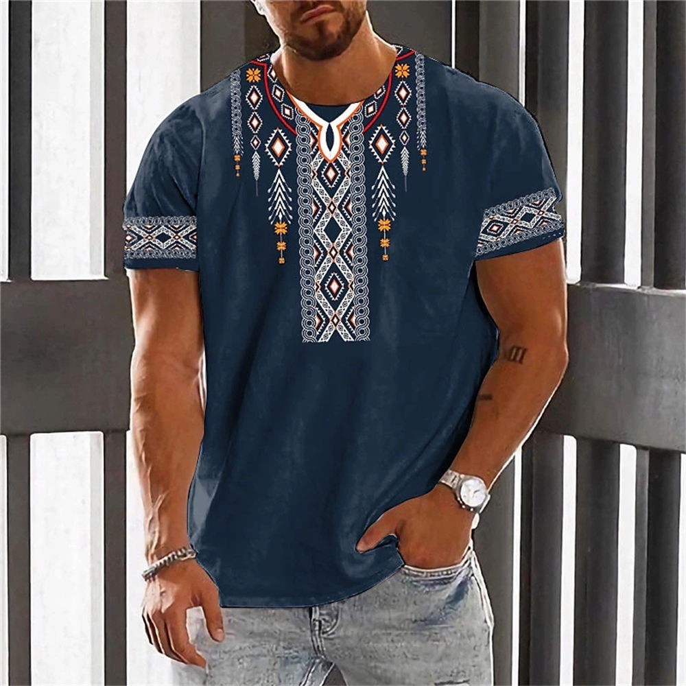 Retro Street Clothing Men's Retro Ethnic Style Men's T-shirts Dashiji ...