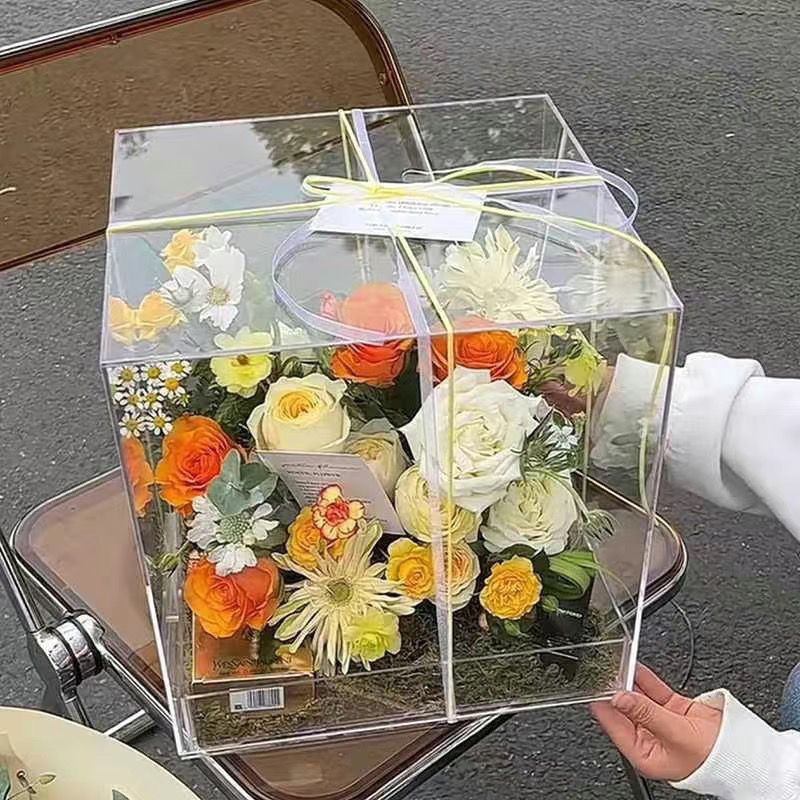 Acrylic Transparent Flower Box Valentine's Day New Fully Transparent ...