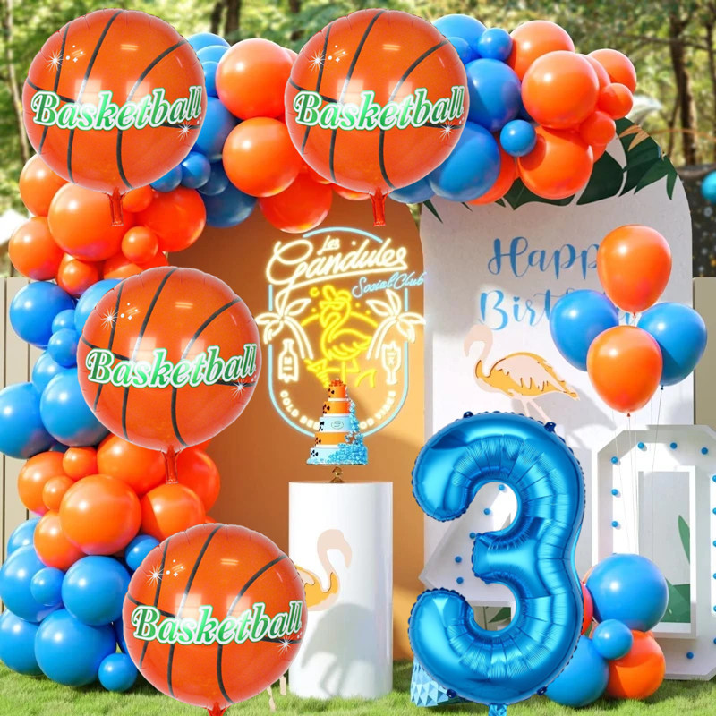 NBA Basketball Theme Balloon Garland Arch Kit 18inch Roundball Blue ...