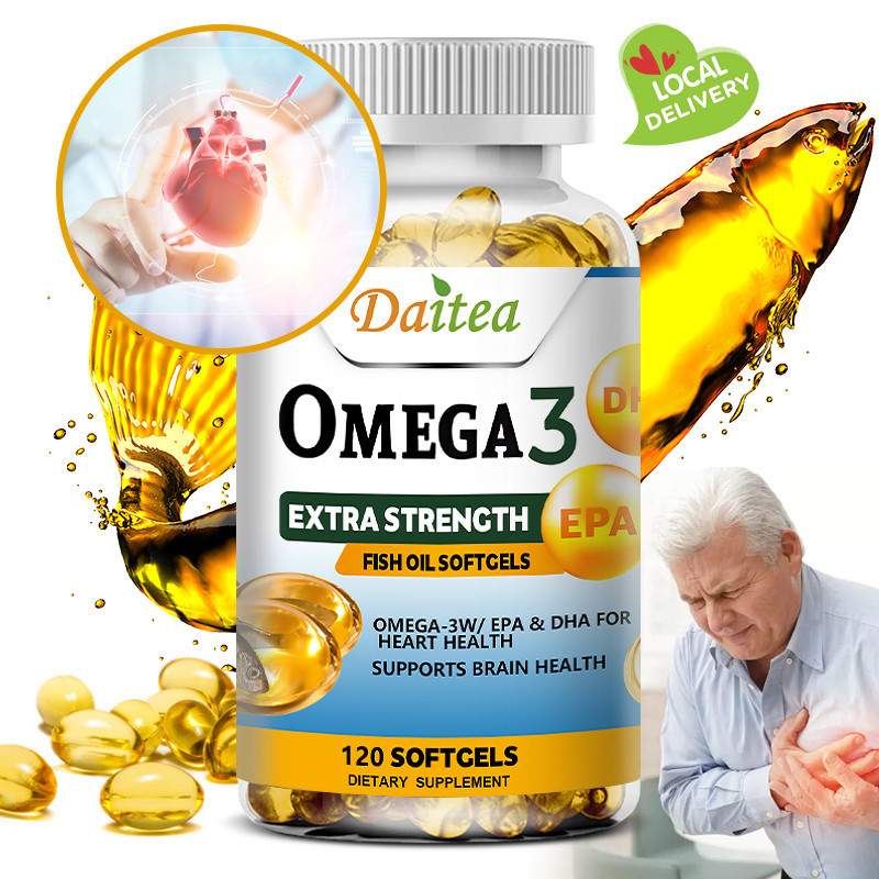 daitea Omega 3 Fish Oil Supplement - Contains DHA to support brain and ...