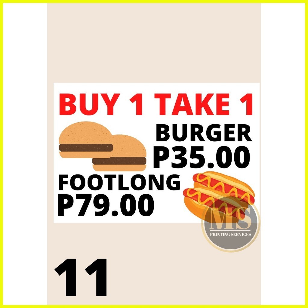 【hot sale】 Burger Siomai Footlong Signage (Laminated A4 Size) | Shopee ...
