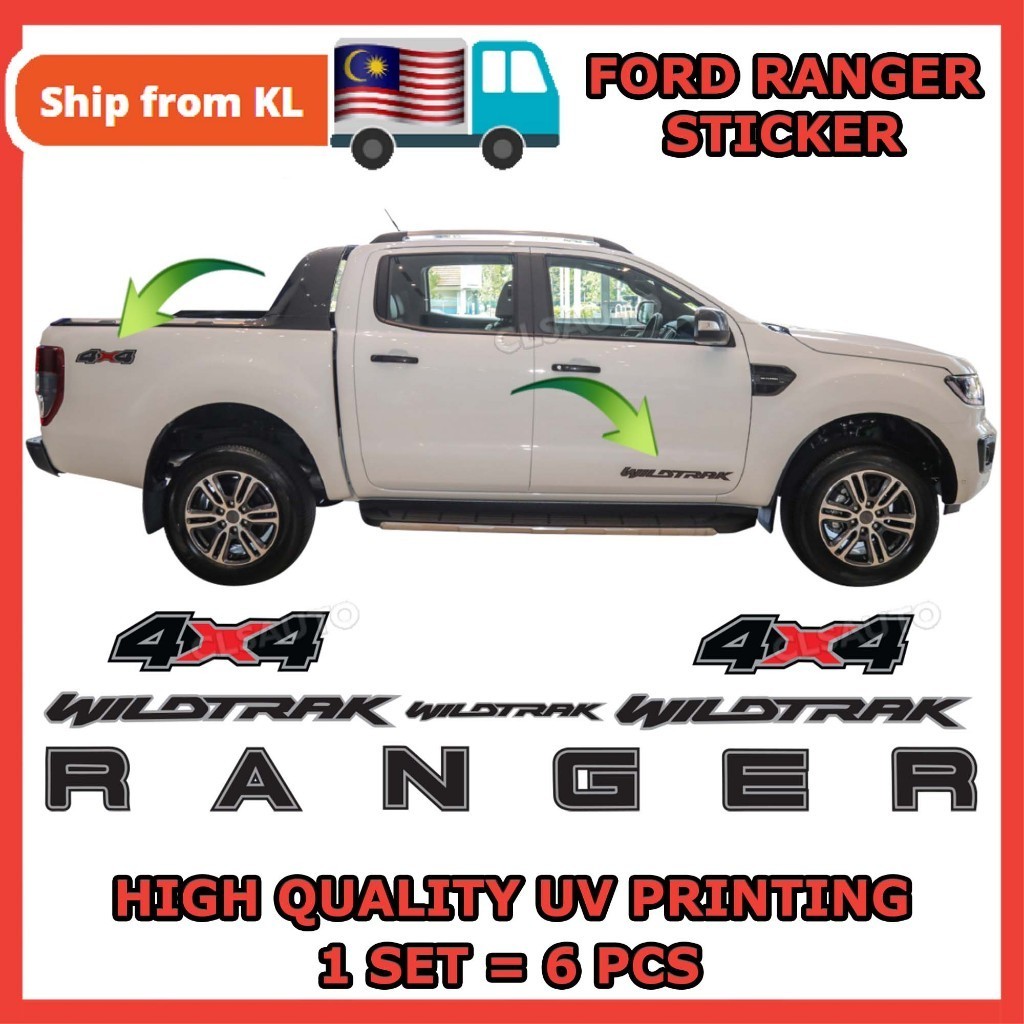Ford Ranger Raptor Car Body Sticker Design 3 Decal Set Pelekat Wildtrak ...