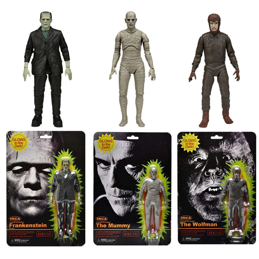 Genuine NECA 04837 Universal Monster Luminous Series 7-inch Frankenstein Mummy Werewolf Figure ...