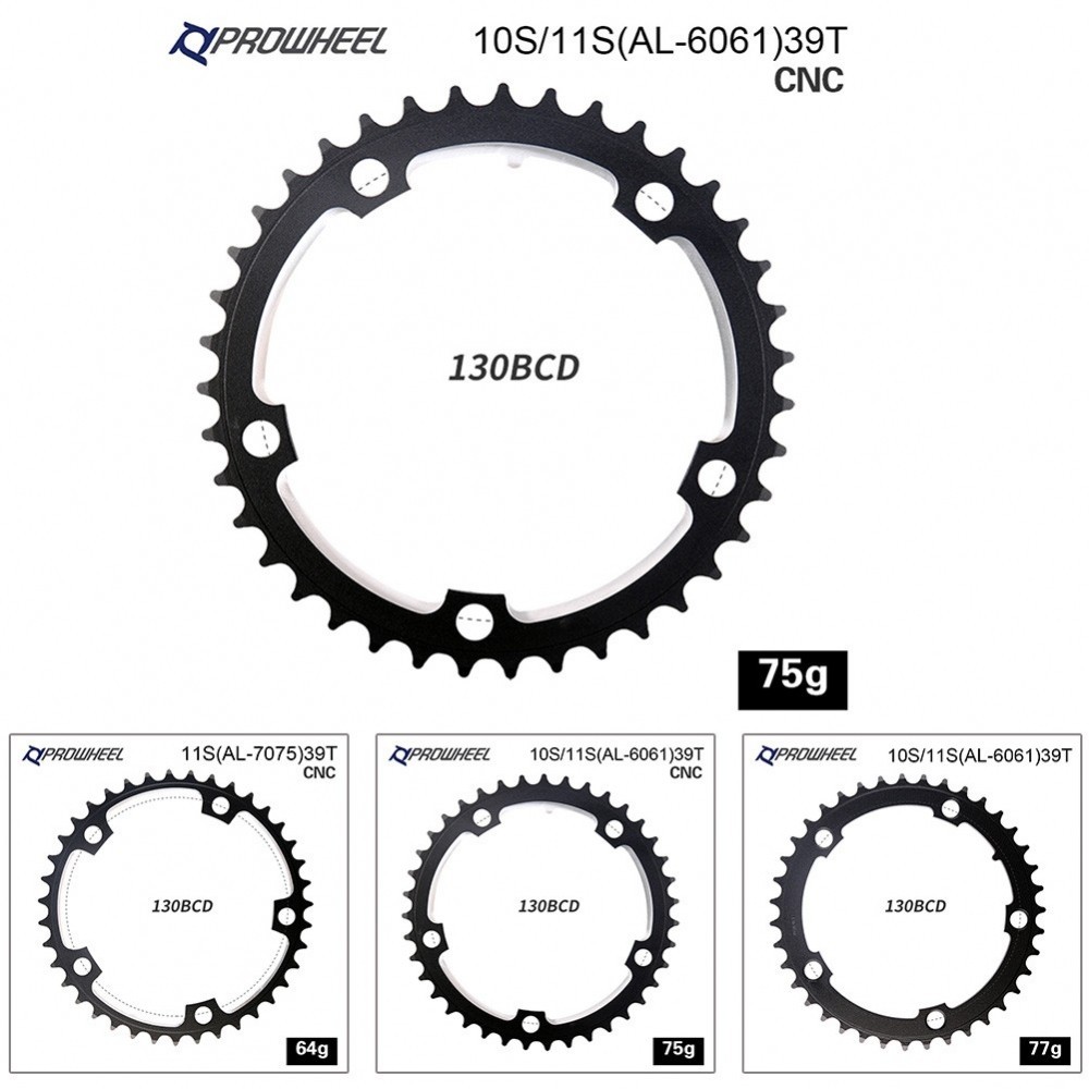 Bike Chainring 5-Bolt Aluminum 39T BCD 130mm Black Narrow Wide ...