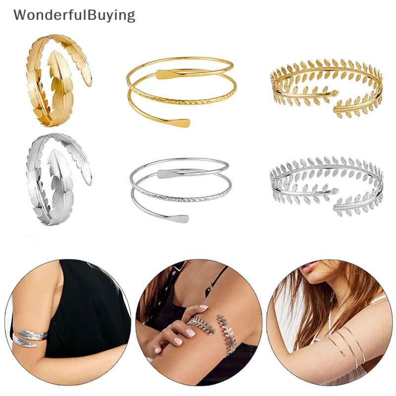 WBPH Belle Fashion Arm Bracelet for Women Girls Mental Open Upper Arm Bangle Bracelet Simple ...