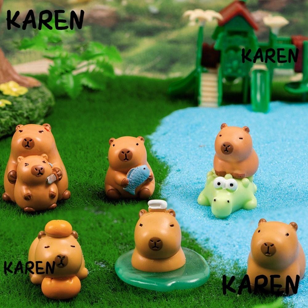 KAREN Cartoon Capybara Statue, Resin Multicolor Miniature Capybara ...