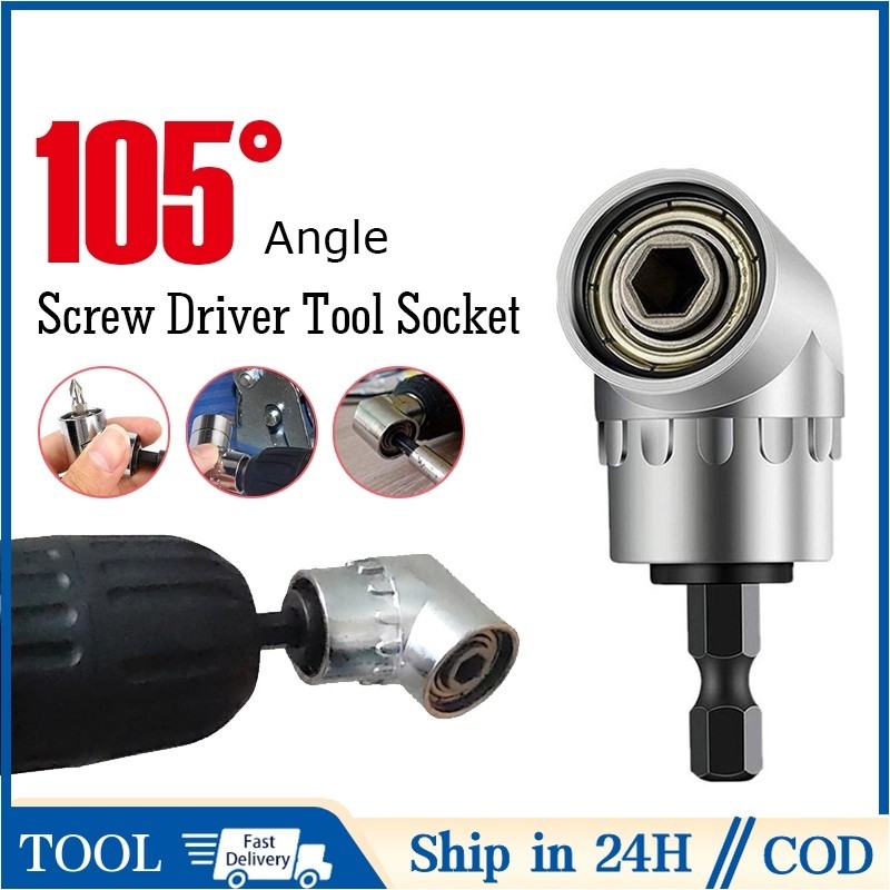 105° Corner Screw Batch Head Hex bit Angle 1/4 inch Extension Hex Drill ...