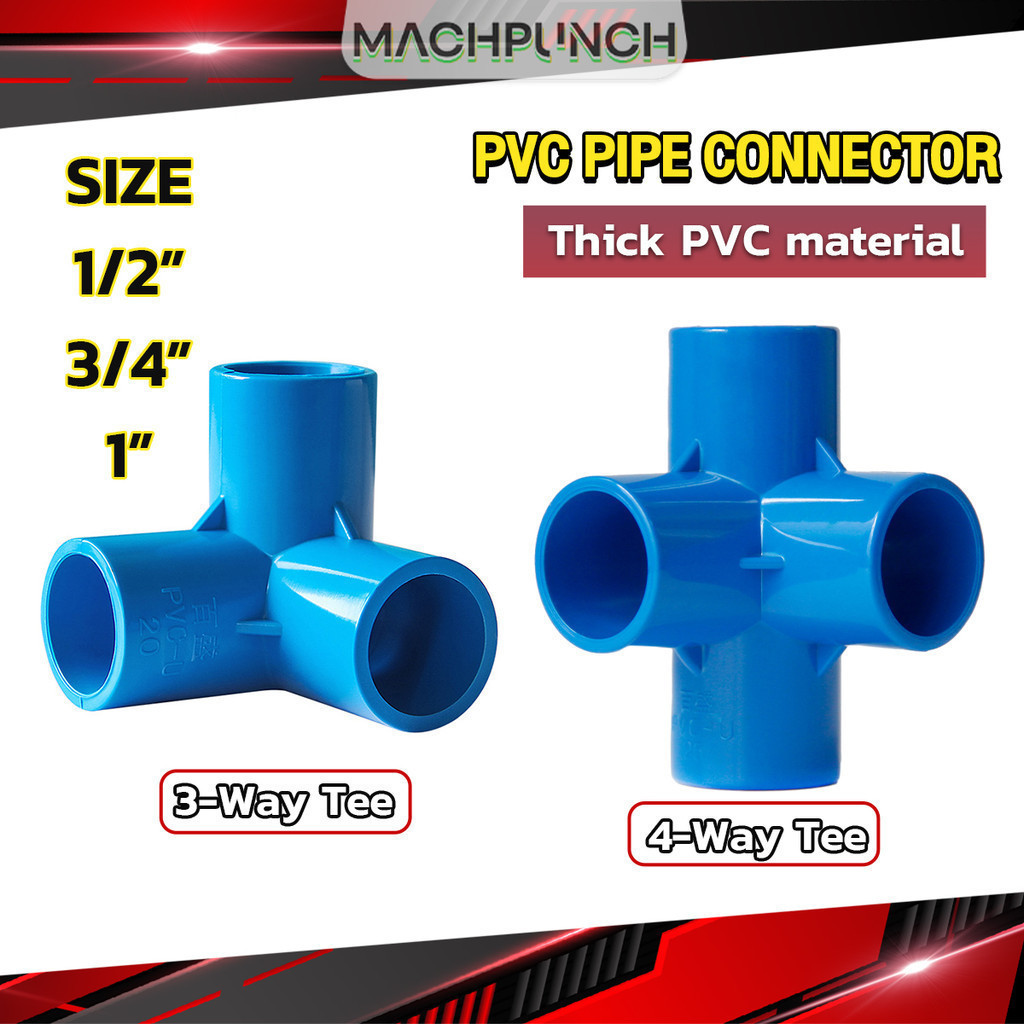 M.P. PVC Pipe Connector 3/4" 1/2" 1" Water Line 3-Way Tee 4-Way Tee for ...