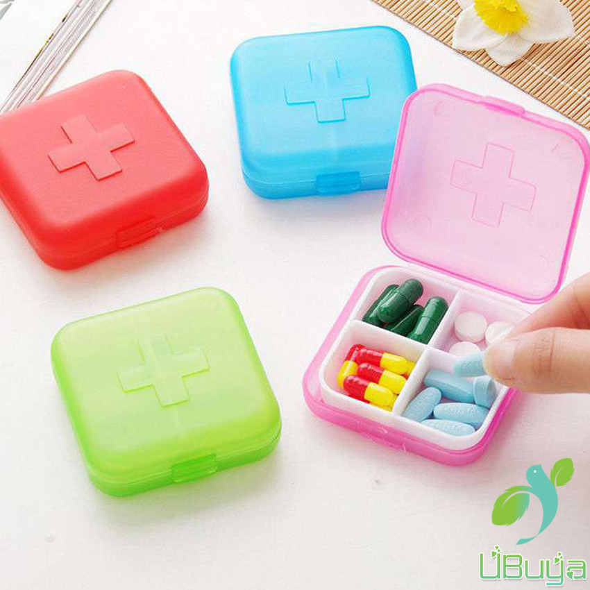 UB 4 Slot Medicine Box Mini Storage Box Colourful Family First Aid Drug ...