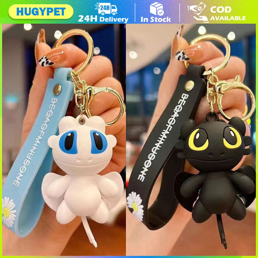 How To Train Your Dragon Black And White Toothless Dragon Keychain PVC ...