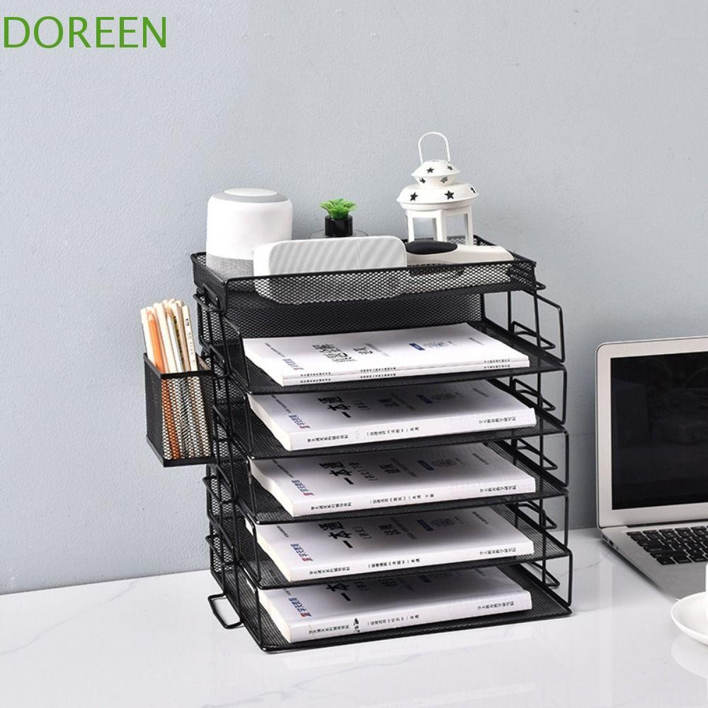 DOREEN File Storage Rack, Single Layer Stackable Desktop Document Shelf ...