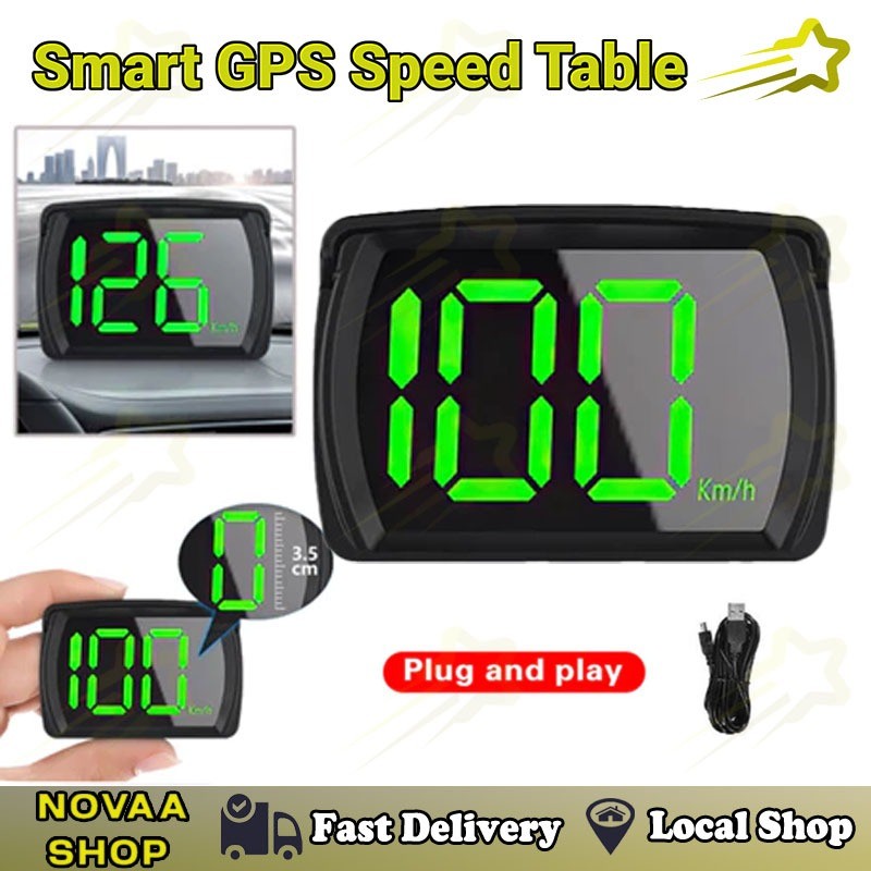 Car HUD Headup Display KM/H MPH GPS Digital Speedometer with LED Large ...
