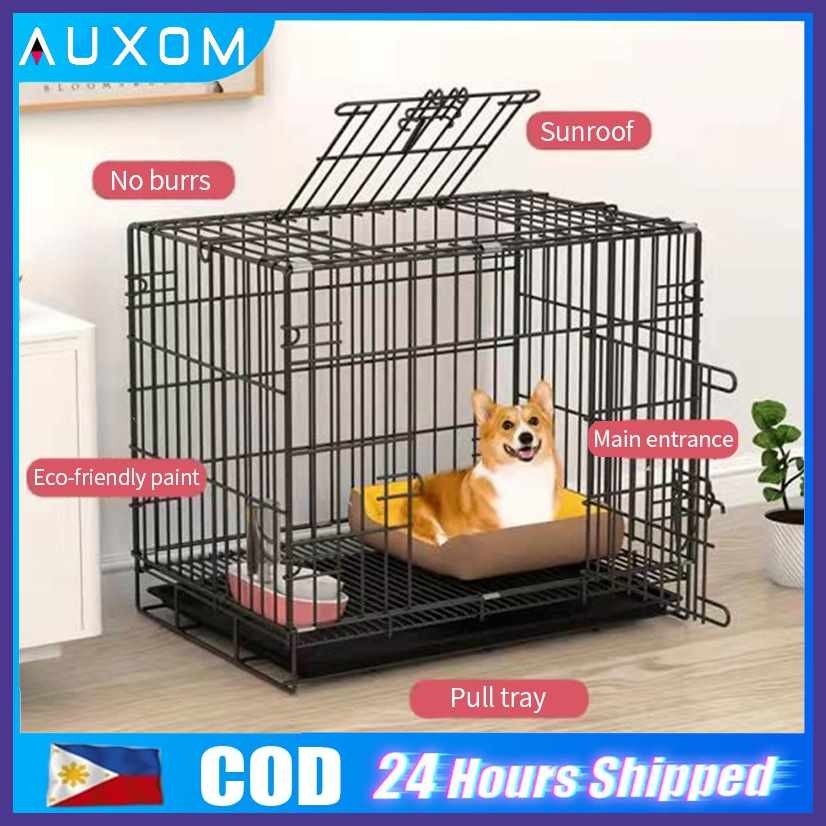 AUXOM(AC#Dog%ad=Cage-YCollapsibleLwithrPoopWTrayqHeavy]z#Duty Pet Cage ...