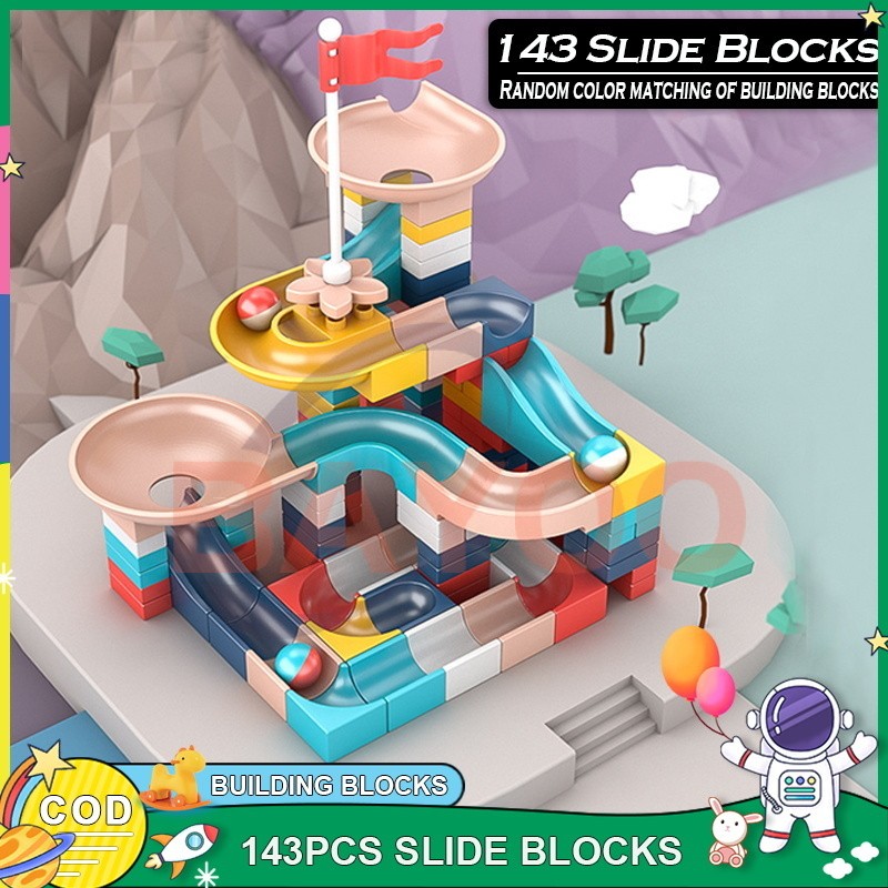 Bayoo 143PCS Slide Blocks for Kids Track Ball Block Slide Brick ...