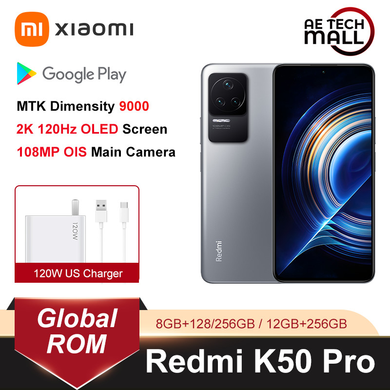 Xiaomi Redmi K50 Pro 5G Global ROM MTK Dimensity 9000 2K OLED straight screen 120W Fast Charging ...