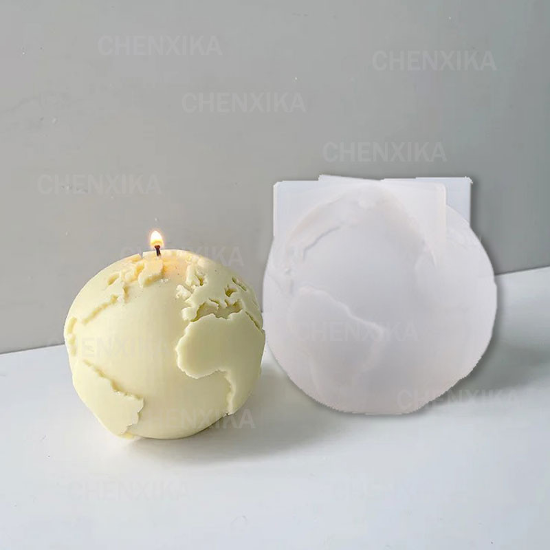 CHK 3D Ball Planet Silicone Mold DIY Space Earth Shape Scented Candle ...