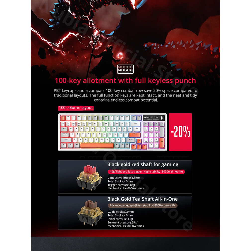 Nubia Redmagic Demons gaming Mechanical Wireless Keyboard Self ...