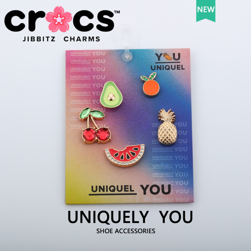 Jibbitz cross charms set Metal Shoe Buckle Avocado Pineapple Watermelon ...