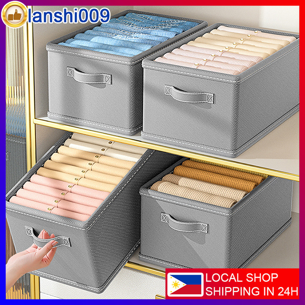 Square Stackable Clothes Organizer Collapsible Shirt Jeans Storage Box ...