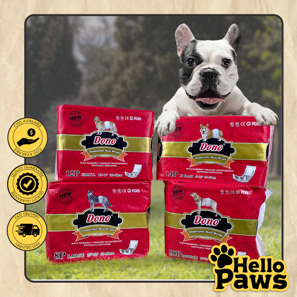 Hello Paws Dono Disposable Diapers for Male Dogs and Cats Pet Accessory ...