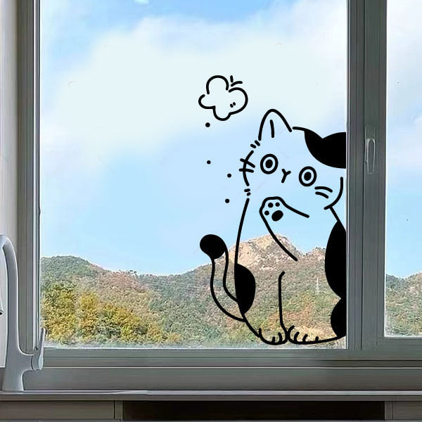 Cute Cat Butterfly Vinyl Wall Sticker Pet Shop Window Glass Decoration ...