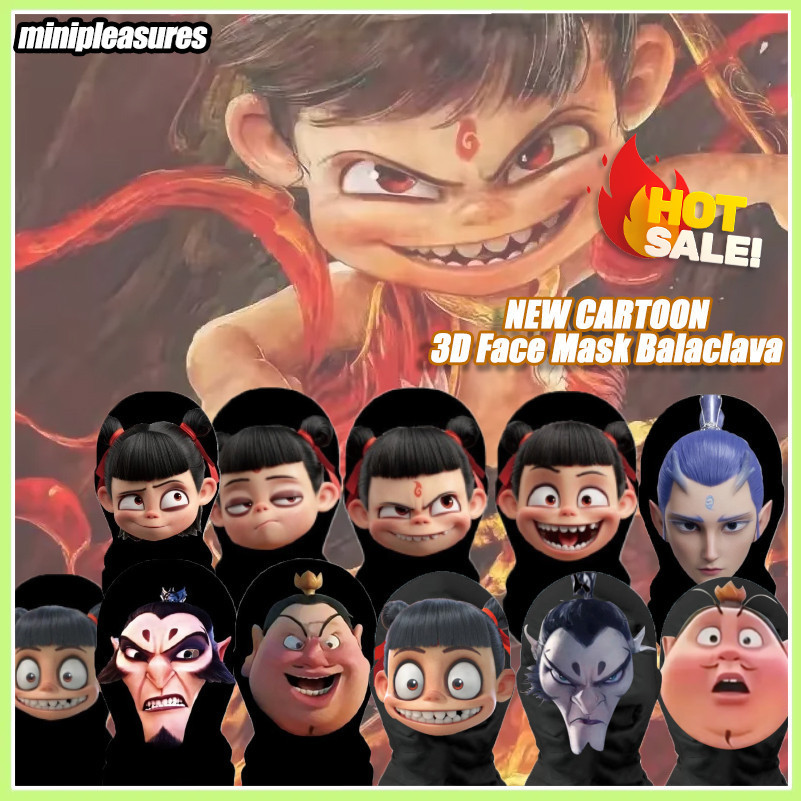 Cartoon Cute Nezha 3D Face Mask Full Balaclava Nezha Aobing Cartoon ...