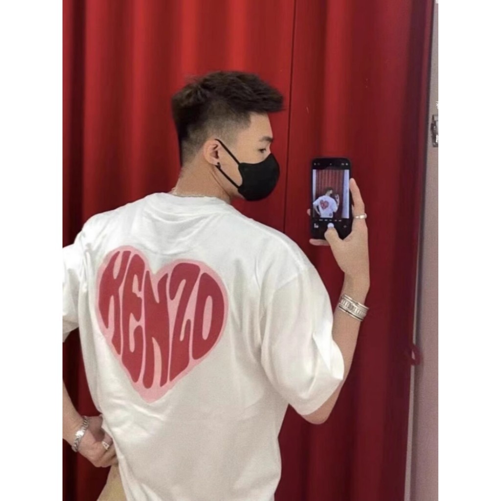 KENZO Summer New Product Men's and Women's Same Short Sleeve Love ...