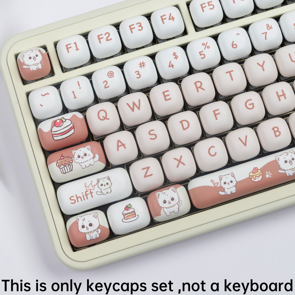PBT Keycap MOG Dessert Cat Round Cute Steamed Bun Keycap Dye ...