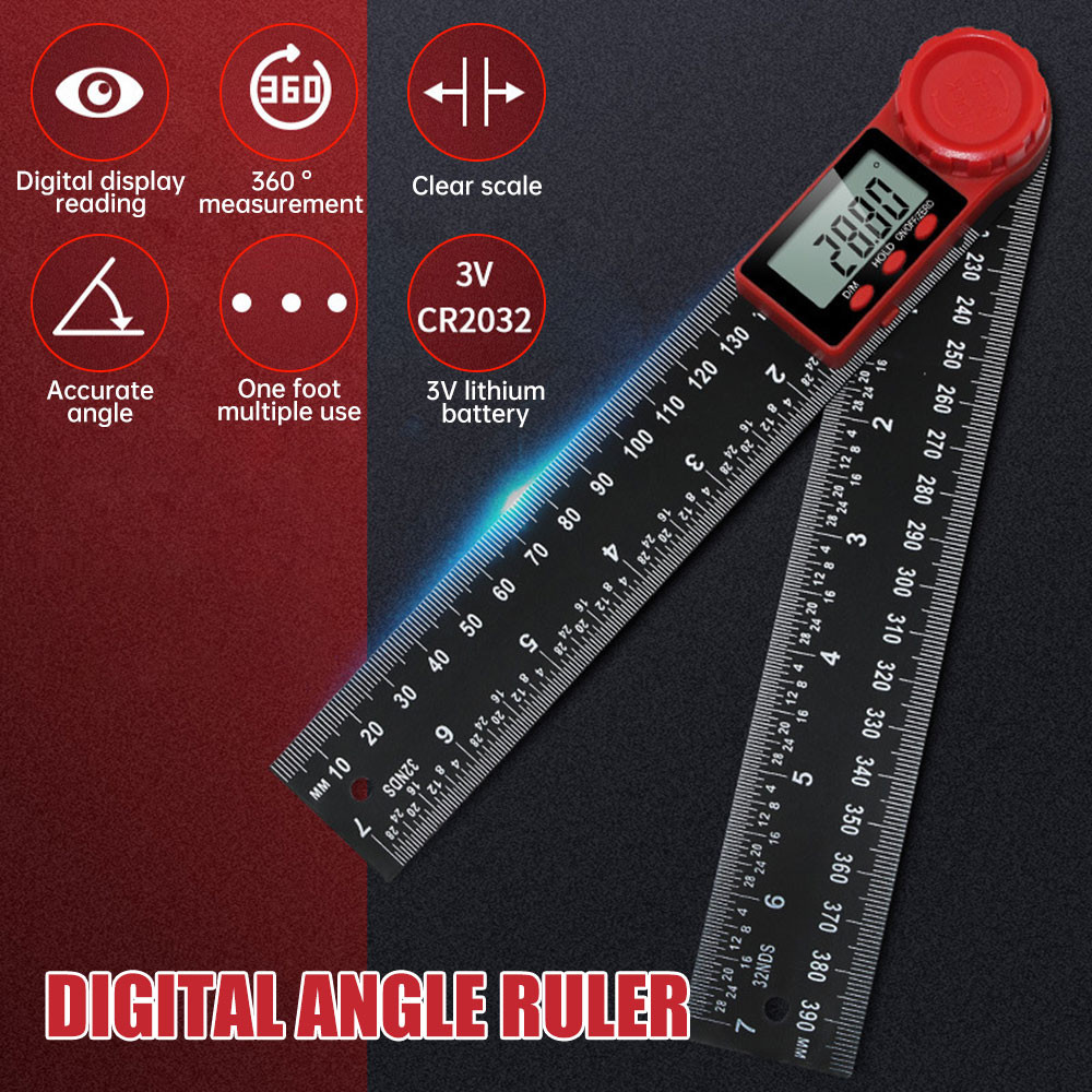 Angle ruler 2-in-1 digital display angle ruler protractor, digital caliper, black vernier ...