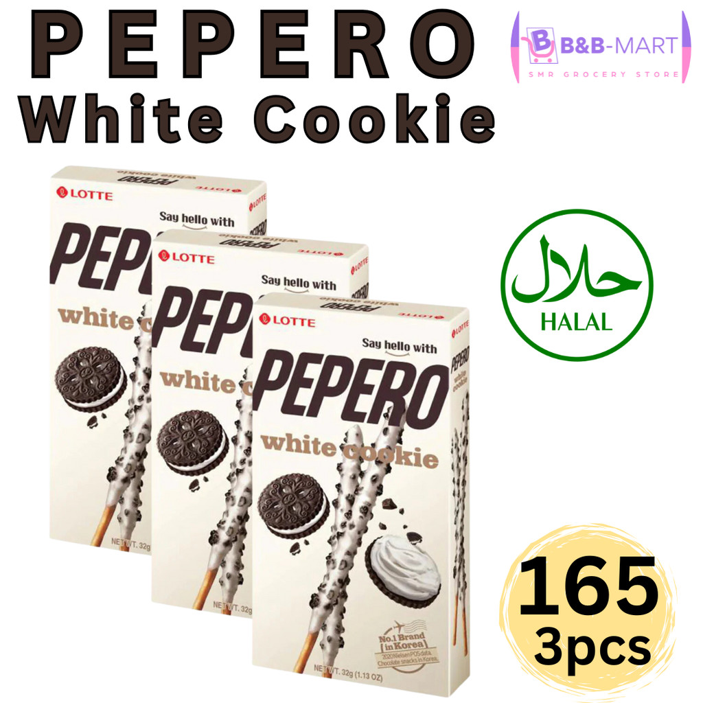Lotte Pepero Sticks Wafer Korean White Cookies Chocolate 3 Pieces 165 ...