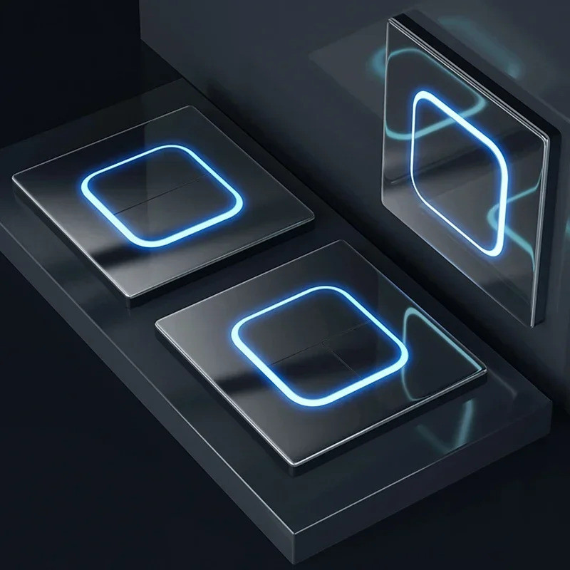 Tempered Glass Panel 1 2 3 4 Gang Wall Button Light Switch 1 2Way International universal LED ...