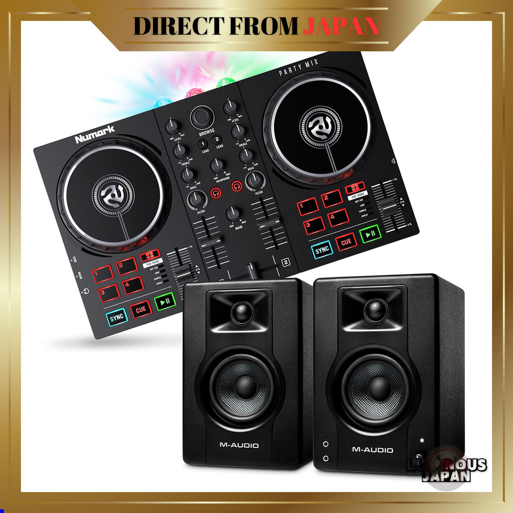 Numark DJ Controller with LED Light and Monitor Speaker Set Party Mix ...