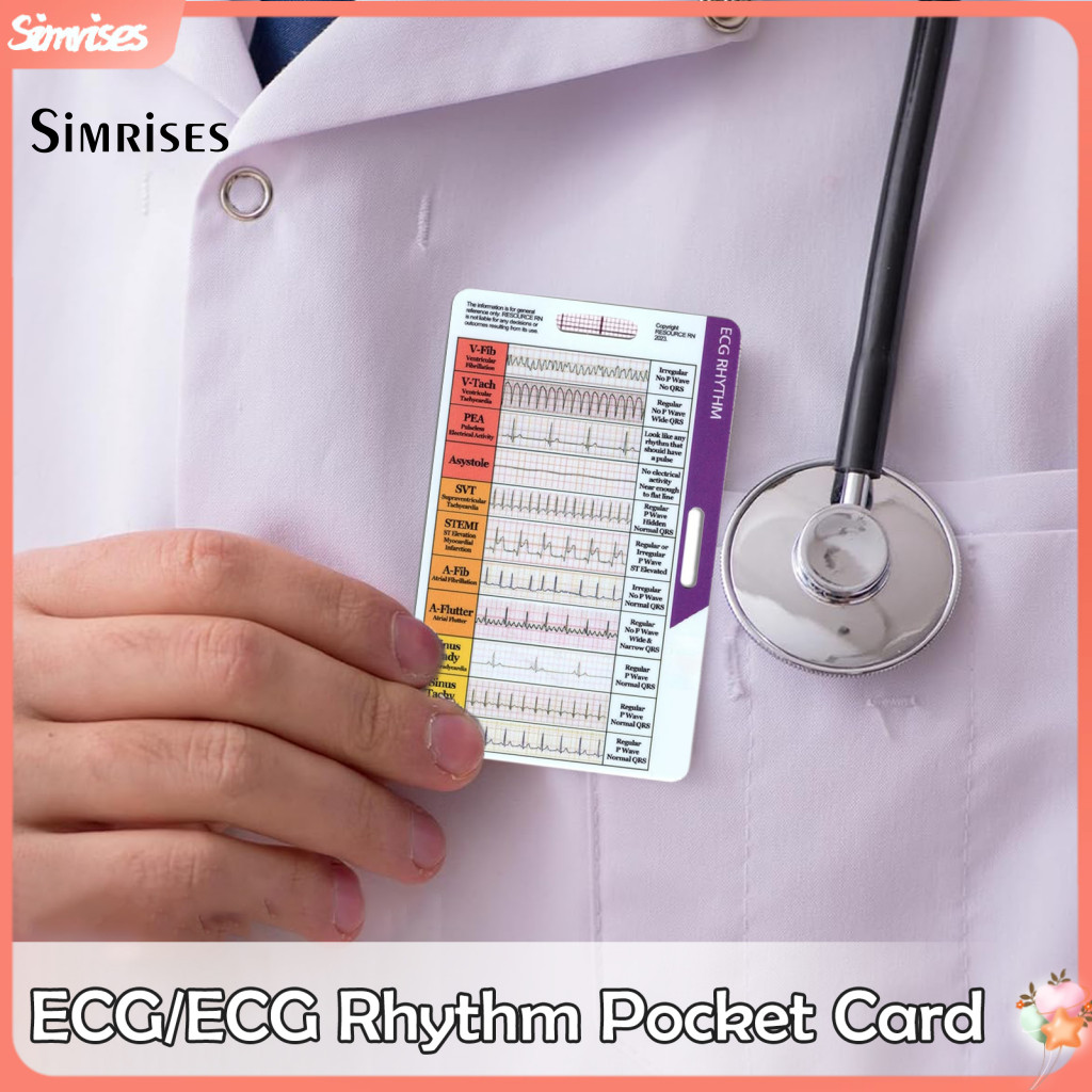 SIM| Lightweight Ekg Rhythms Card Pocket-sized Ekg Reference Card ...