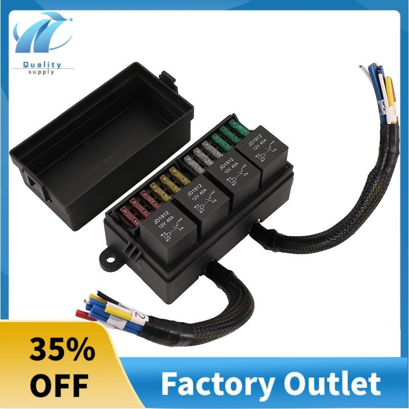 Superb 12V Car Fuse Relay Box Pre-Wired Fuse and Relay Box with 4 Relay ...