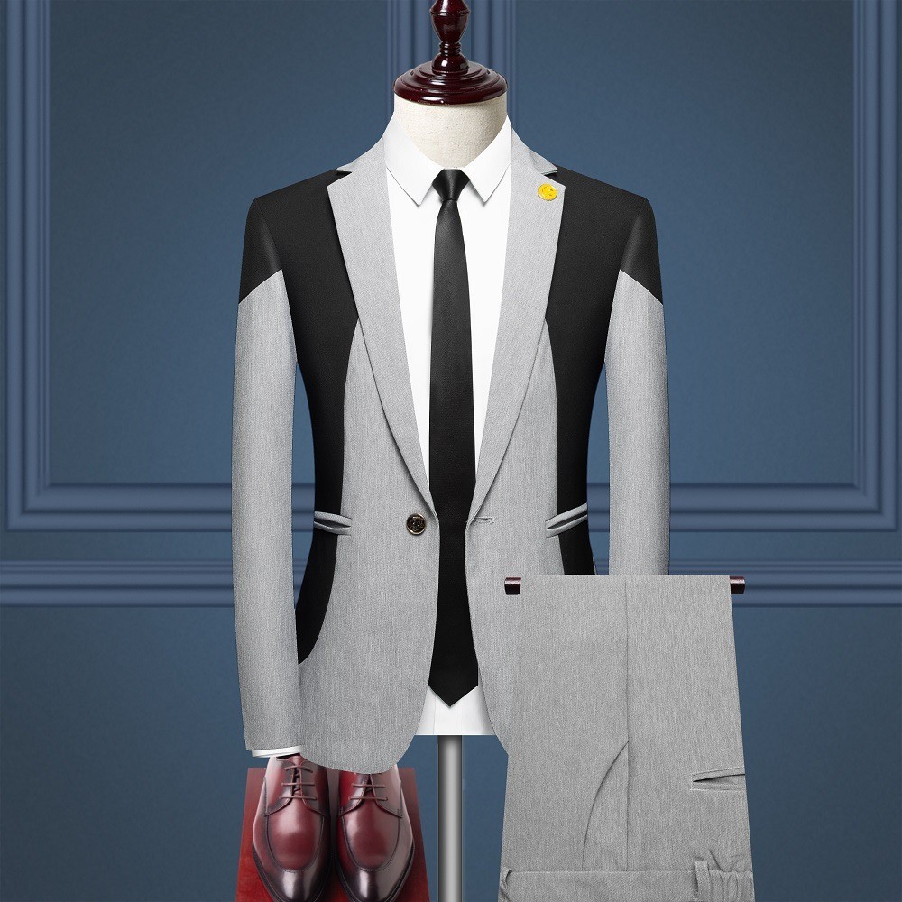 Suit High-Quality New Style Men's Contrast Color Suit Suit Middle-aged ...