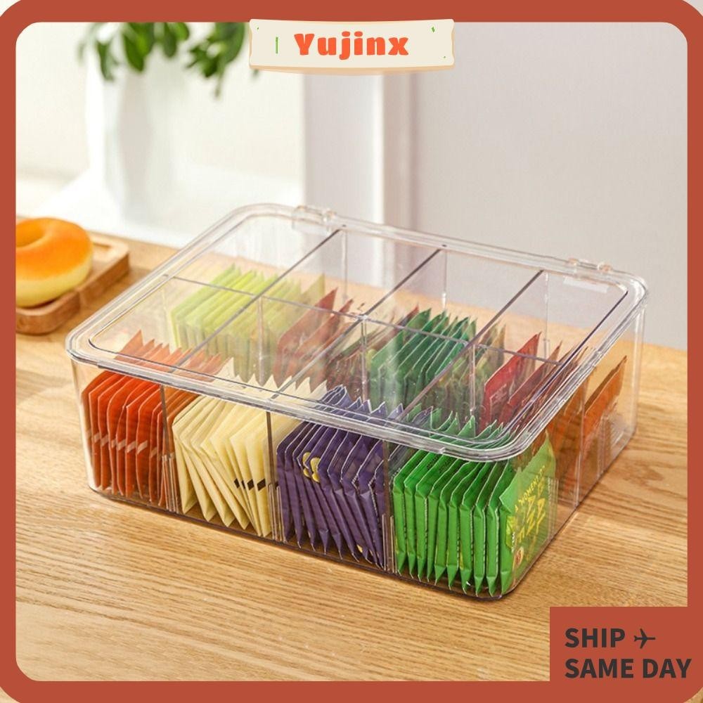 YUJINX Tea Bag Storage Box, Acrylic 8-Compartment Disposable Coffee ...
