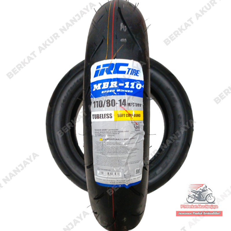 IRC MBR 110 Size 110 80 14 Soft Compound Tubeless Automatic Tire with ...