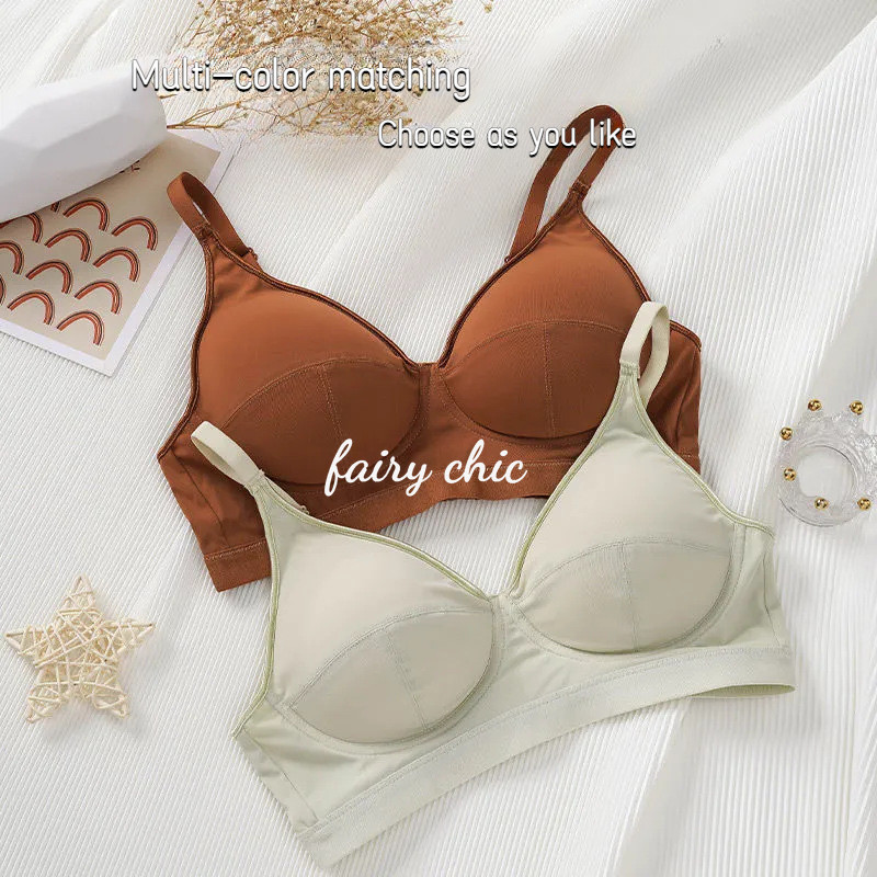 Simple Bra Japanese suji bra Seamless underwear Small breast push-up ...
