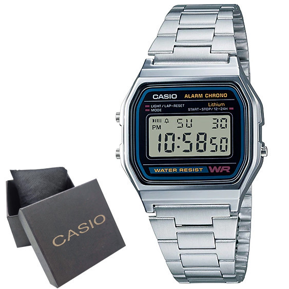 Casio Watch for Man Casio A158 Vintage Adjustable Stainless Steel Strap ...